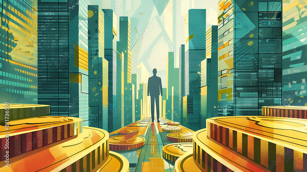 Visualizing Wealth: Illustrated Business Investment Backgrounds ...