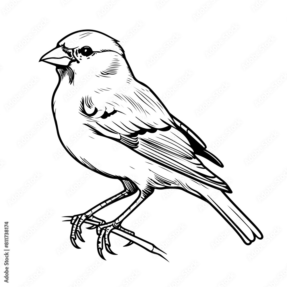 Simple Vector Outline, Simple line art coloring page of sparrow bird ...