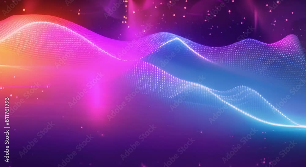 Dynamic 3D sound wave visual background with neon lines and high ...
