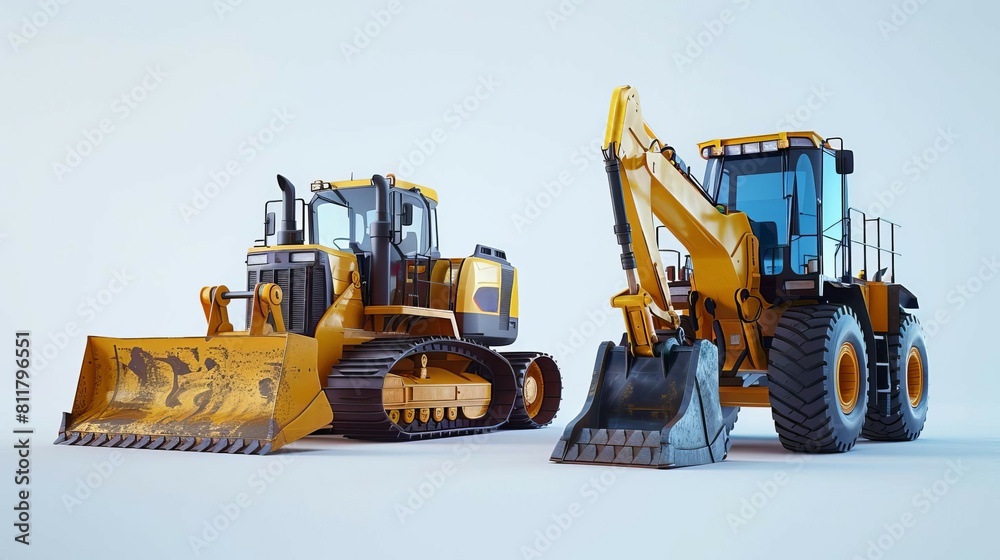 Loader and excavator Abstract 3d heavy loader and excavator Low pole ...