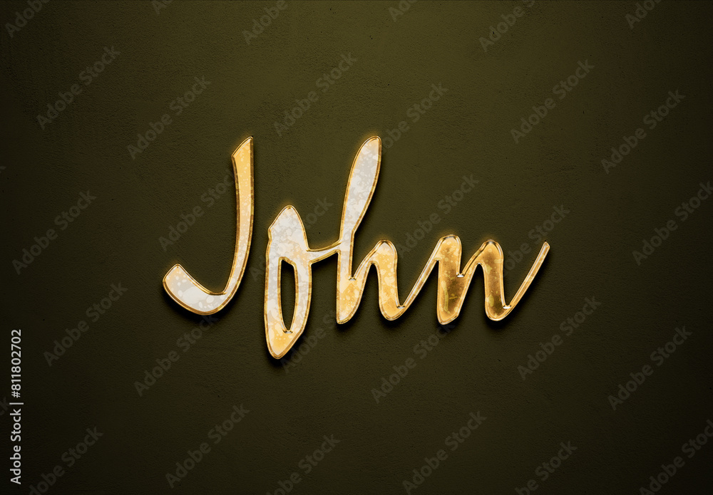 Old gold text effect of name John with 3D glossy style Mockup. Stock ...