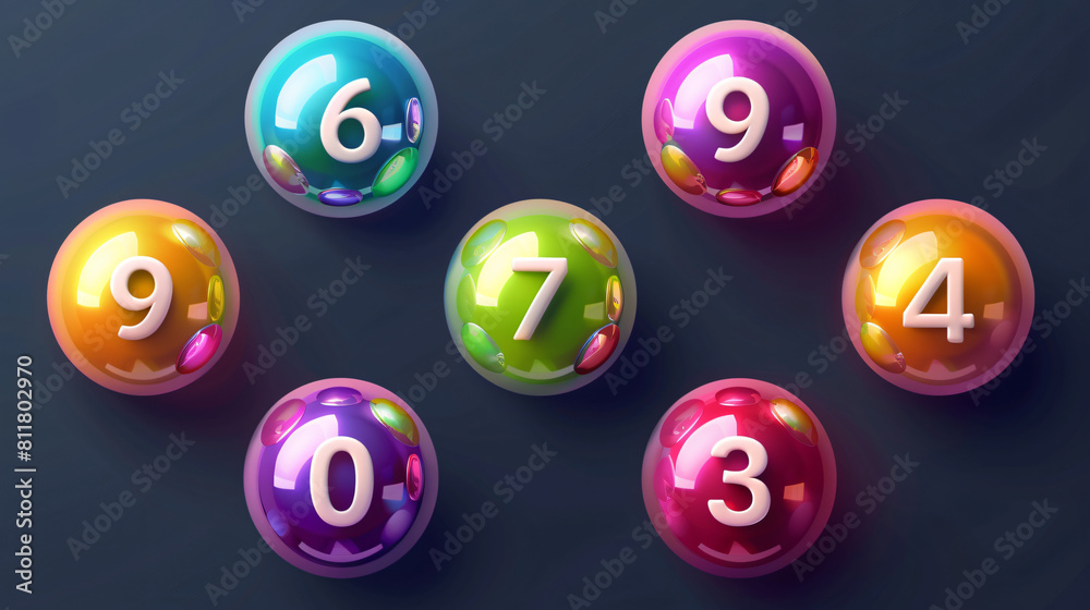 Vector of Number zero to nine with realistic 3d balls Stock ...