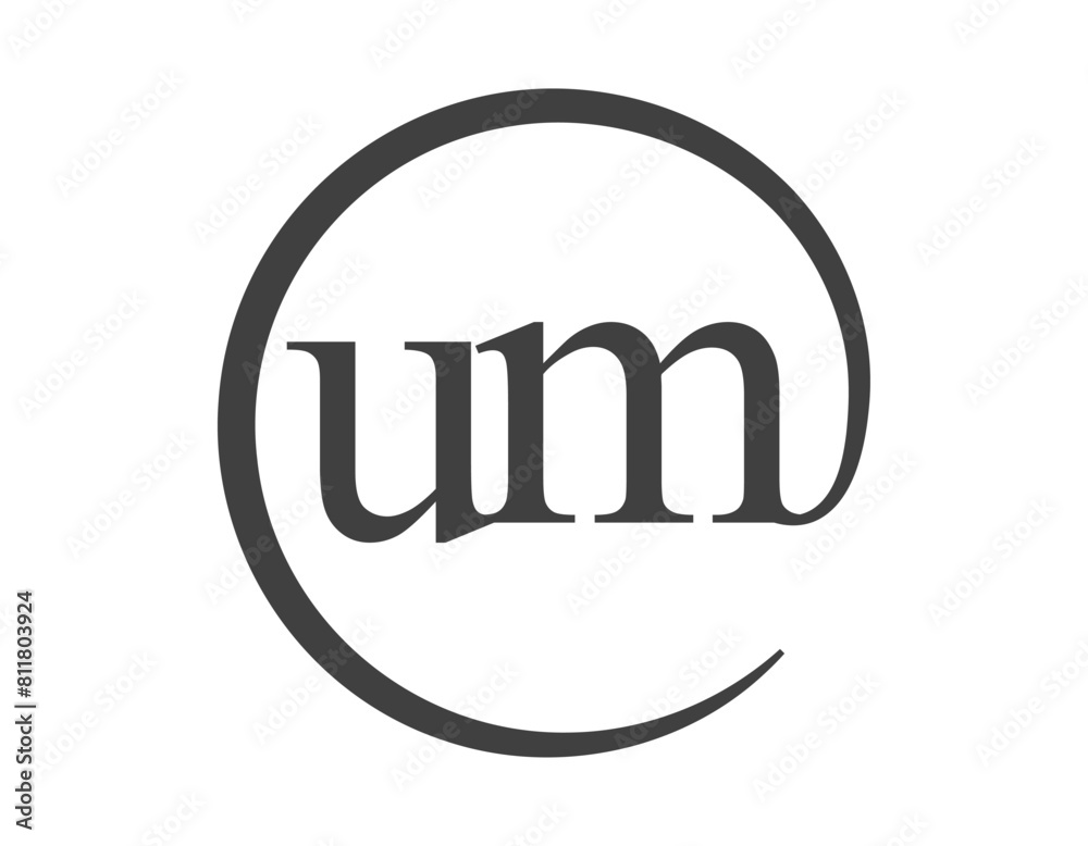 UM logo from two letter with circle shape email sign style. U and M ...
