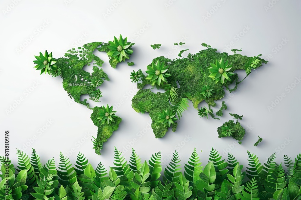 05 June, World Environment day concept 3d design 3d World map with ...