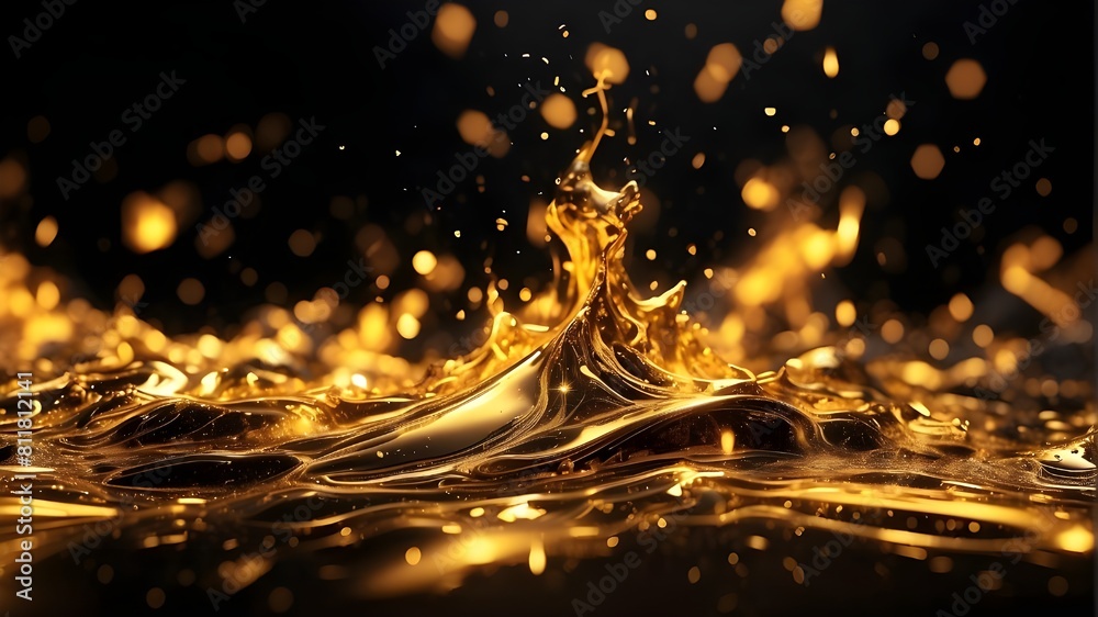 Golden fire, background of shimmering golden fire in a future setting ...