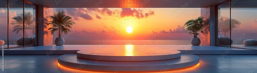 Design a smart blank mockup podium that includes virtual assistant ...