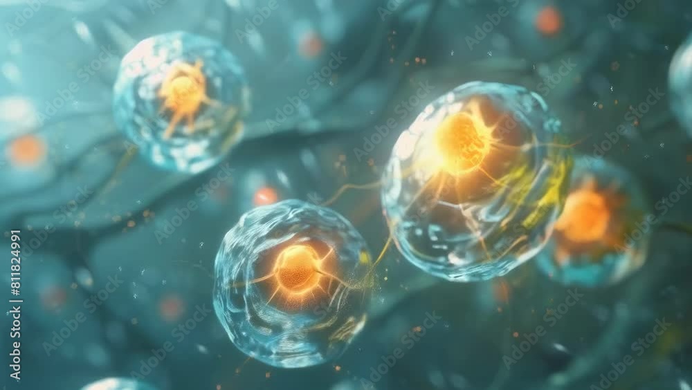 Vidéo Stock Detailed 3D rendering of cells undergoing division ...