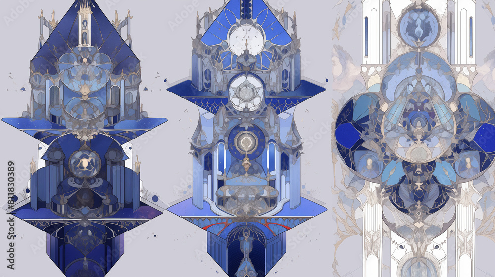Ultra-Detailed Celestial Architecture: 8K Sapphire Blue and Indigo ...