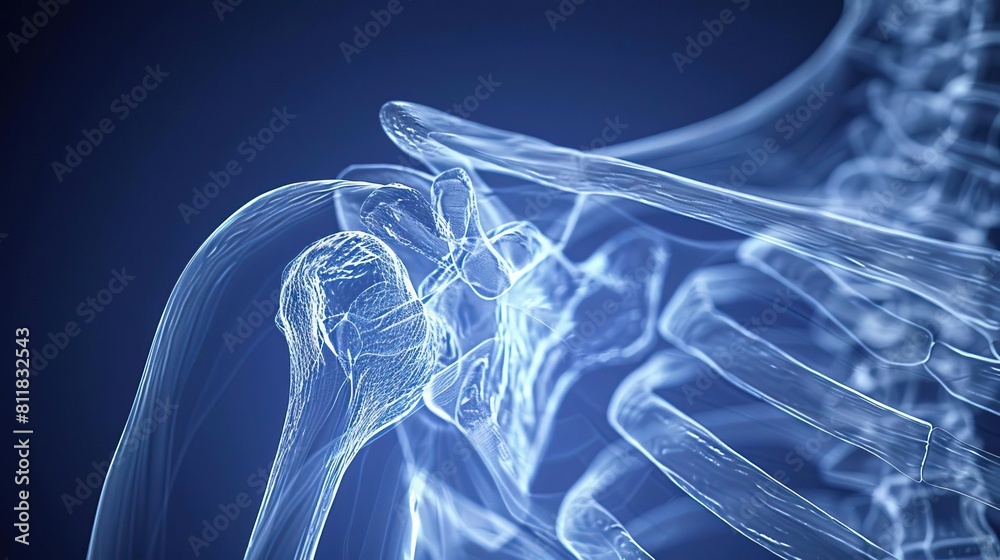 A detailed Xray view of a shoulder, featuring perfect alignment and ...