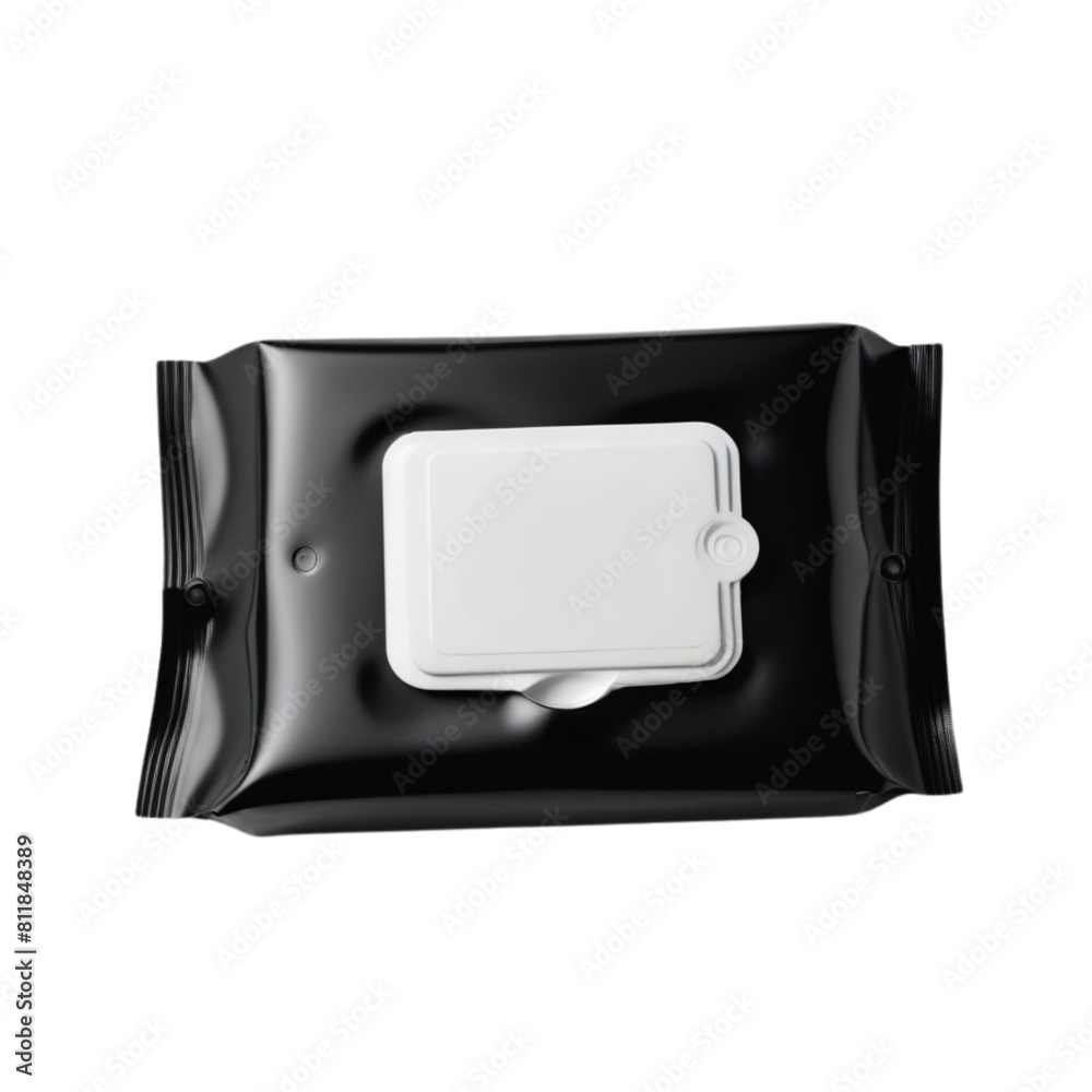 black blank wet wipes flow pack on Isolated transparent background png ...