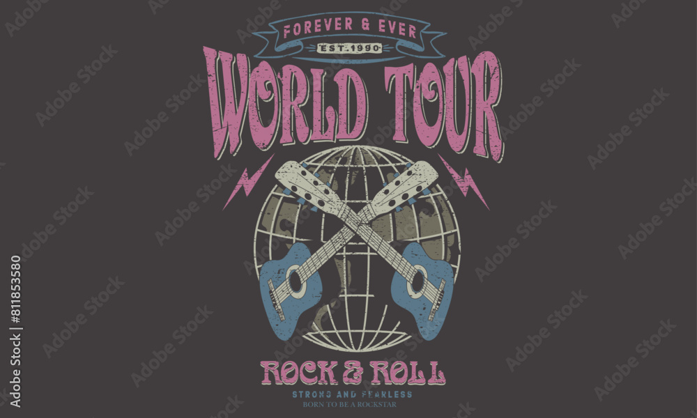 Guitar music festival poster design. Rock and roll vector t-shirt ...