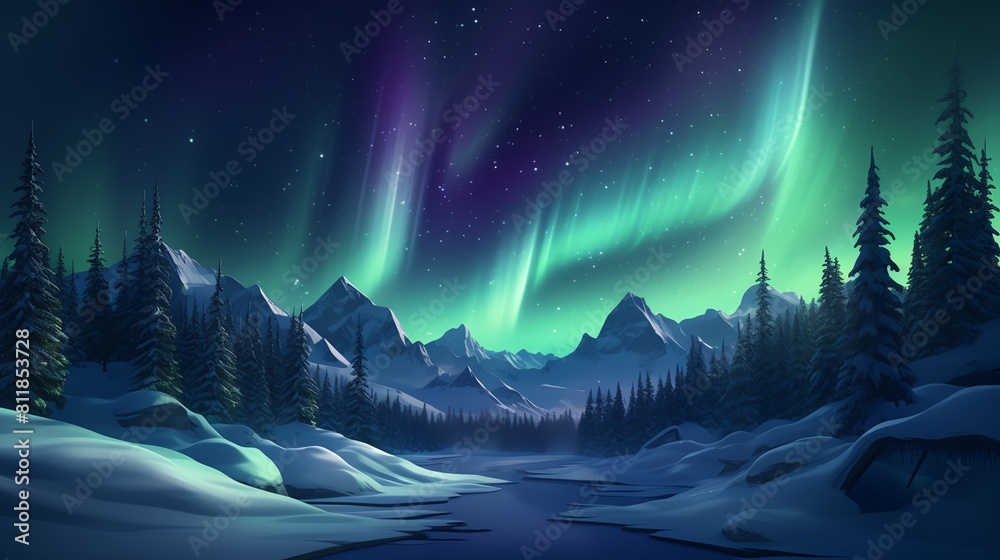 Northern lights view of aurora theme render tetradic color scheme ...