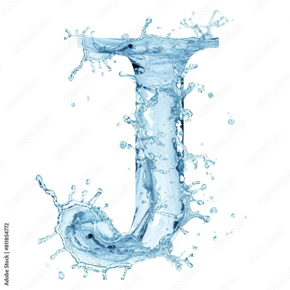 Dynamic image of the letter J formed by splashing water, capturing the ...