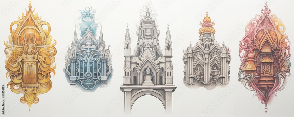 cult symbols graffitied on urban buildings Stock Illustration | Adobe Stock