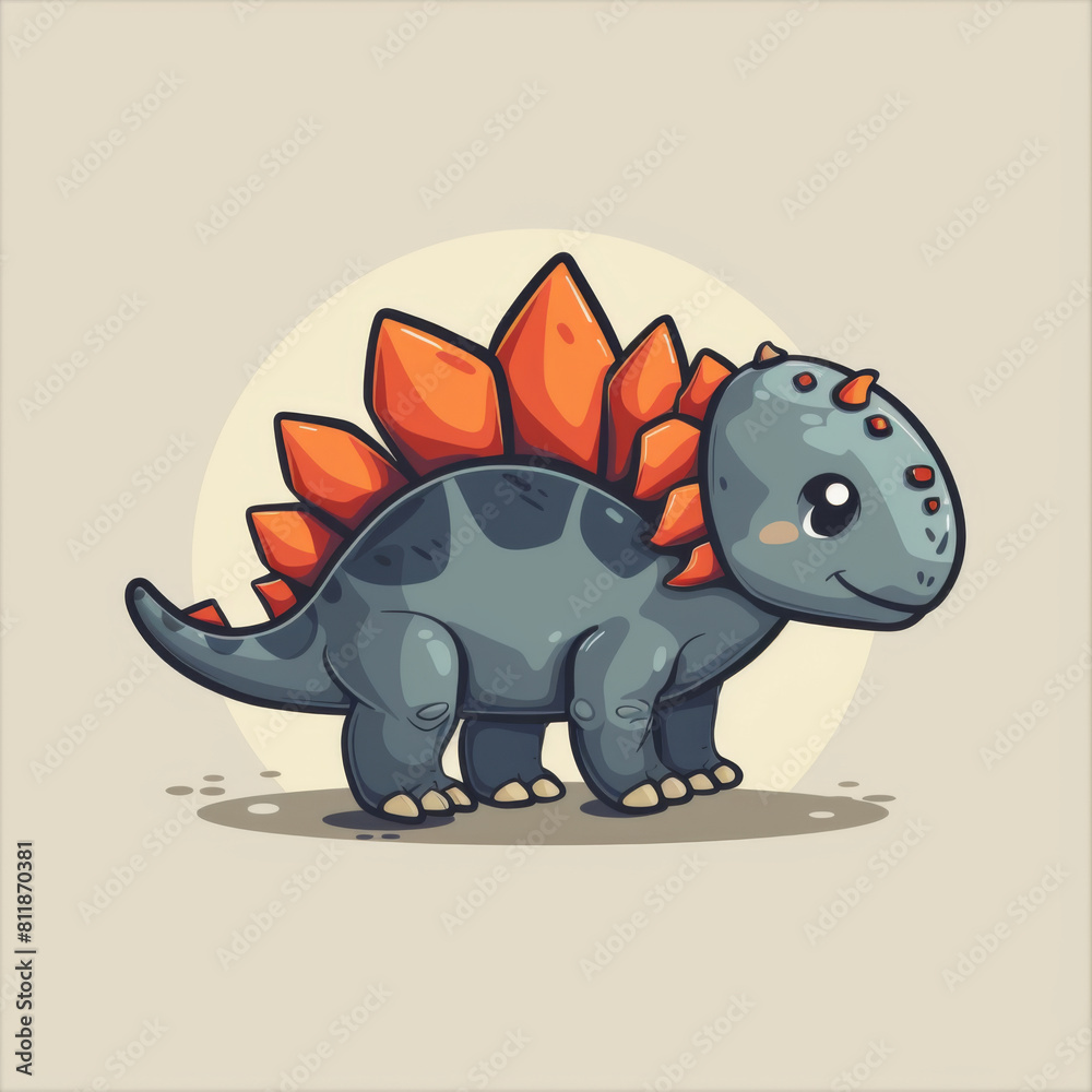 Adorable and colorful illustration of a cartoon stegosaurus in a ...