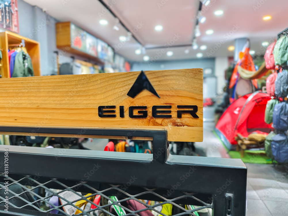 Eiger brand logo which sells various products such as sandals, shoes ...