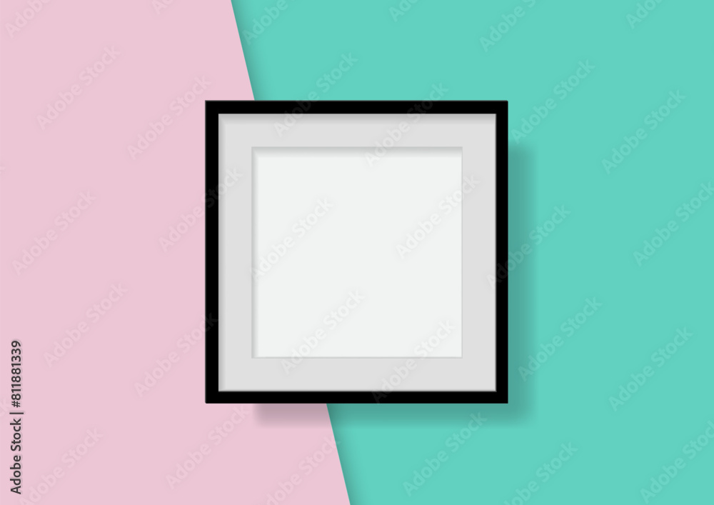 Mockup of a Black blank frame. Minimal composition with empty picture ...