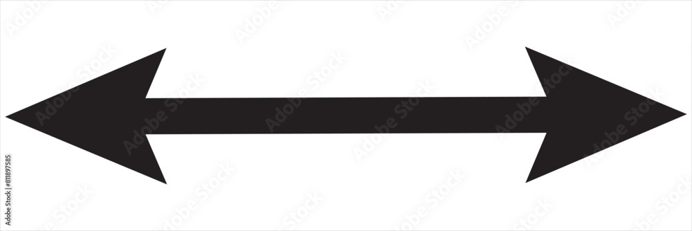 Double arrow sign. Long straight horizontal arrow with two sided ...