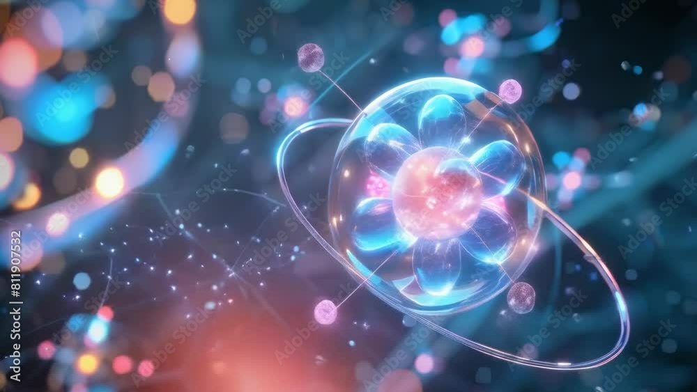 Dynamic essence of an atomic model, where electrons orbit a central ...