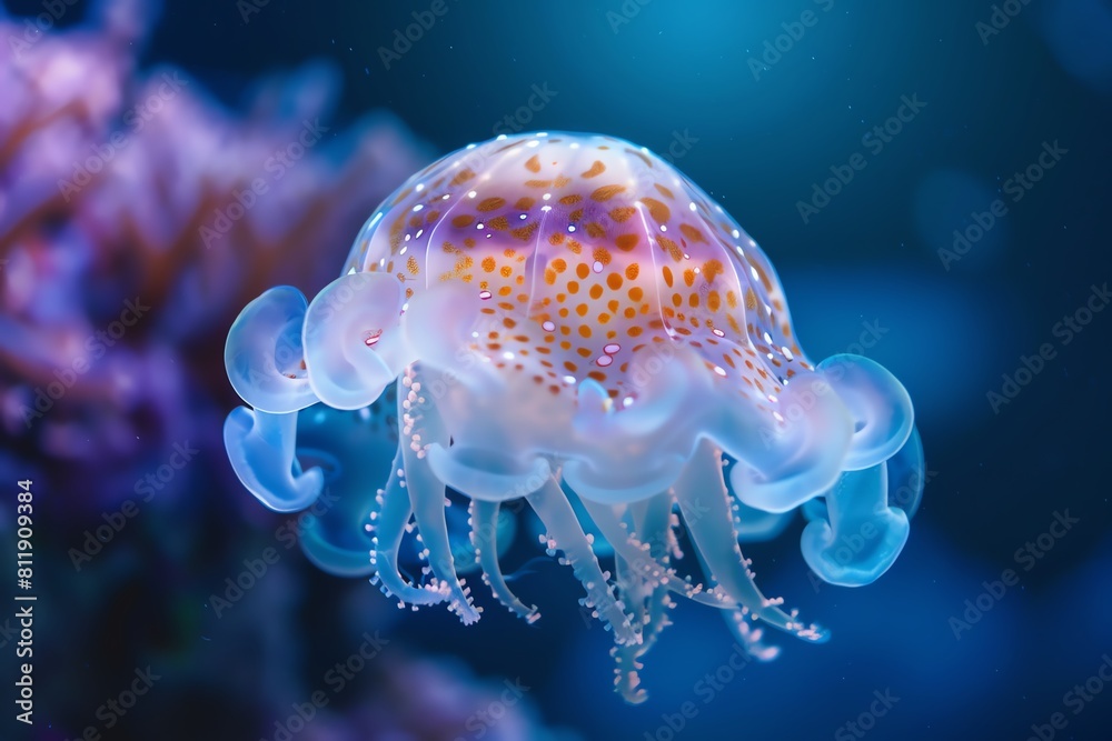 Craft a breathtaking front view of marine life; a mesmerizing display ...