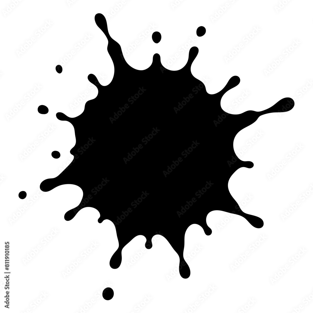 Paint splatter vector silhouette liquid splatter, black color ...
