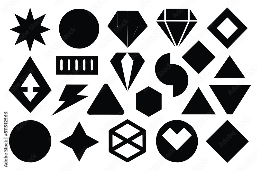 Set of graphic geometric assets with a bitmap elements. Vector modern ...