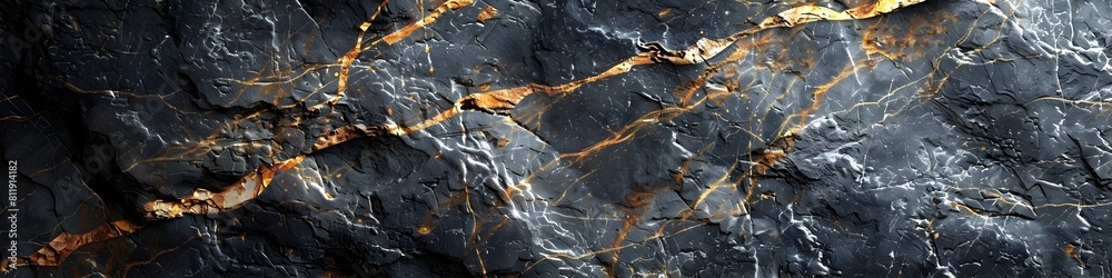 Dramatic Black Marble Granite Stone Textured Background with Golden ...