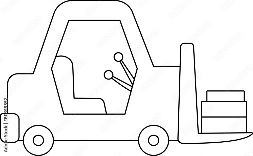 Vector black and white loader with load. Construction site and road ...