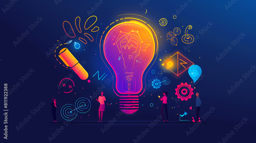 Question marks and light bulb symbolizing idea or solution. Problem ...