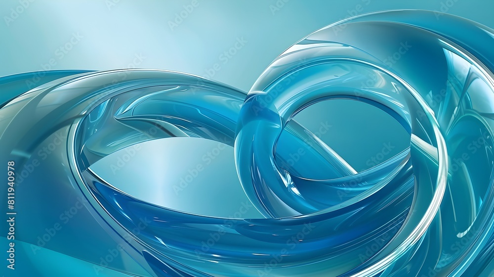 Smooth Flowing Mobius Strip in Vibrant Blue Tones with Curve Shapes and ...