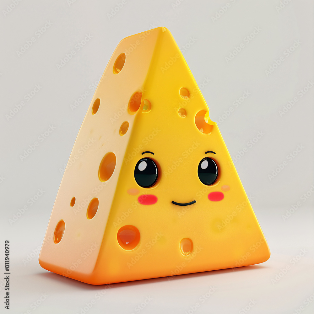 Cute happy cheese character. Funny food emoticon in flat style. Dairy ...