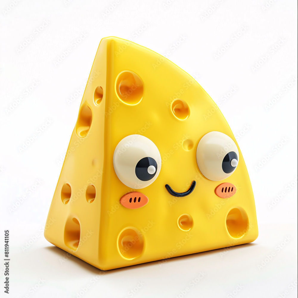 Cute happy cheese character. Funny food emoticon in flat style. Dairy ...