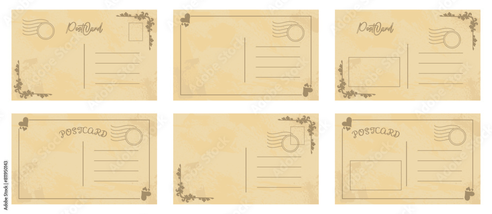 Vintage paper postcard letter. Set of paper postcard letter template ...