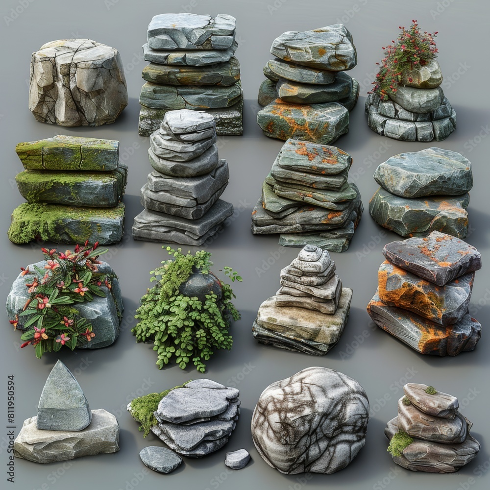 Simple stone altar - a set of various stone altars - various models ...