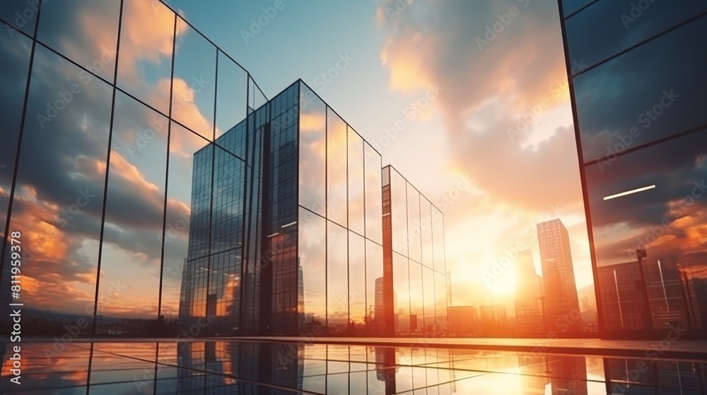 Modern office building or business center. High-rise window buildings ...