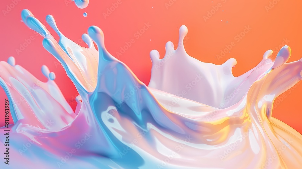.Splash of milk with clipping path. 3D illustration, milk, liquid ...