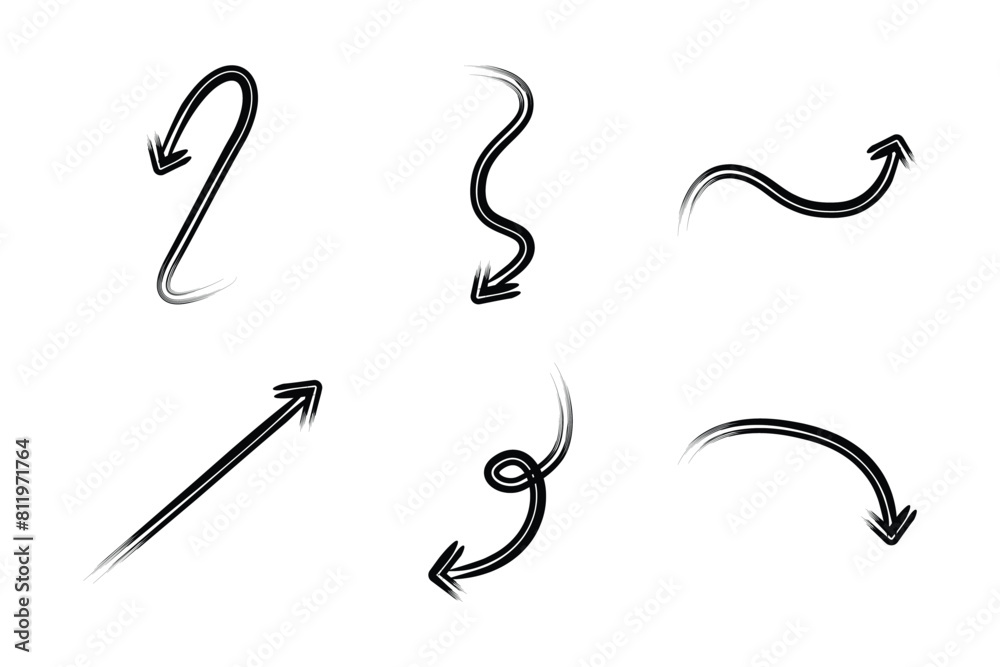 Double line Brush Arrow Direction Shape Curved Line Pictogram Symbol ...