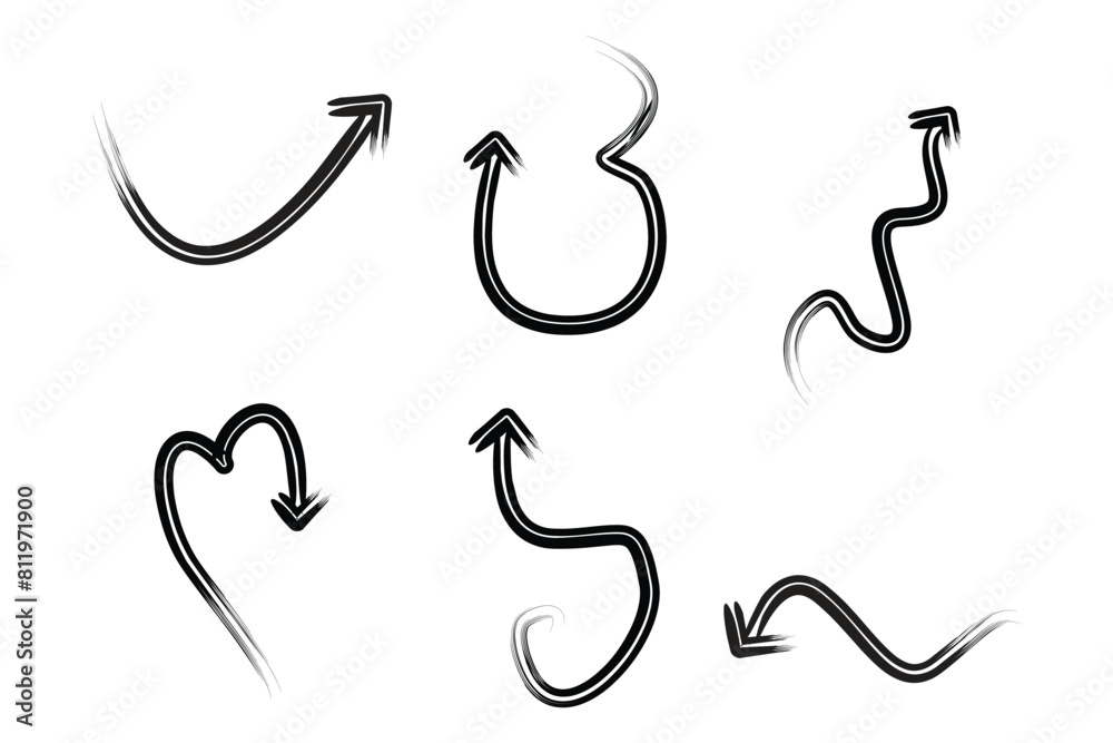Double line Brush Arrow Direction Shape Curved Line Pictogram Symbol ...