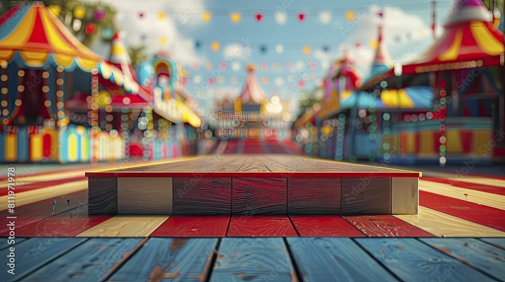 Carnival Themed Brightly Painted Podium, front view focus, with a ...