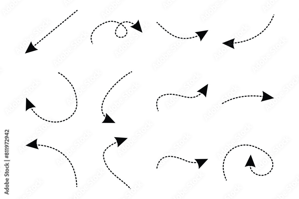 Dashed Arrow Direction Shape Curved Line Pictogram Symbol Visual ...