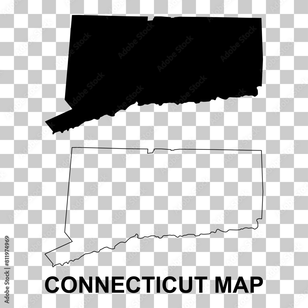 Set of Connecticut map, united states of america. Flat concept icon ...