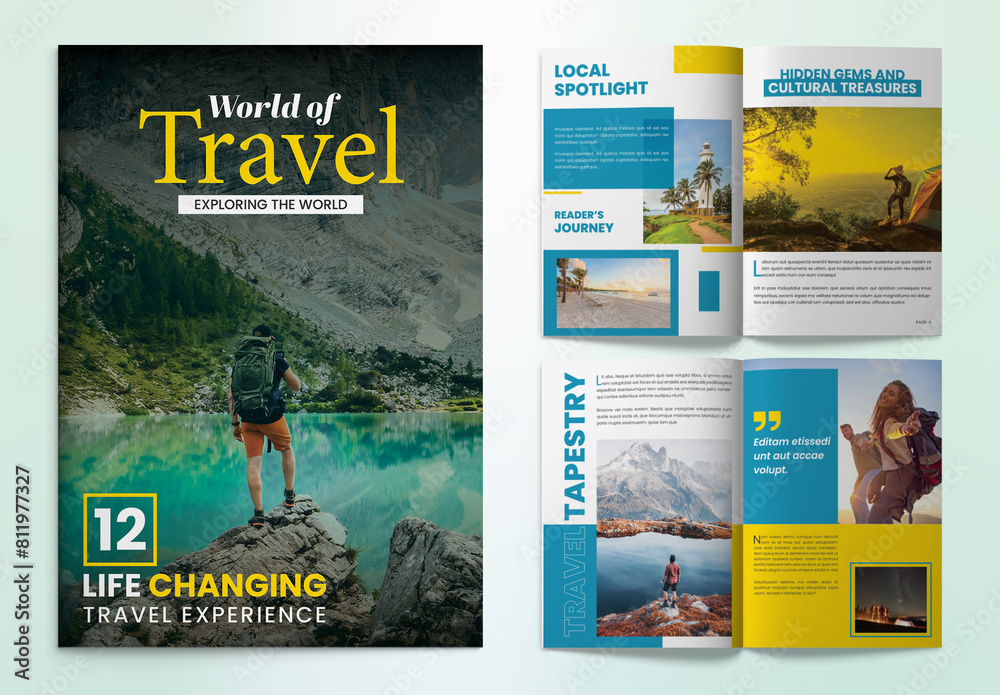 Travel Magazine Book Layout Stock Template | Adobe Stock