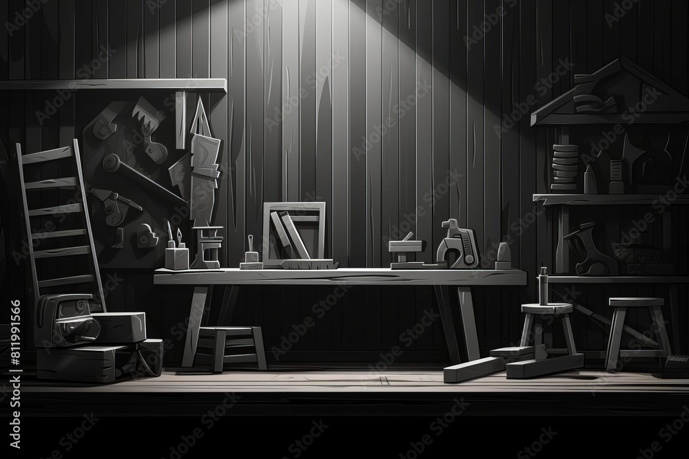 Create a flat design representation of wood finishing in side view with ...