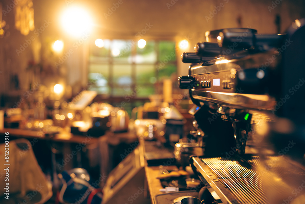 Concept of warm cafe background or banner, A Professional automatic ...