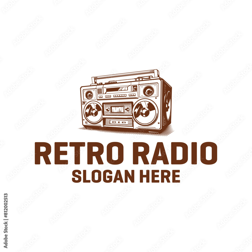 Vintage radio logo vector illustration Stock Vector | Adobe Stock