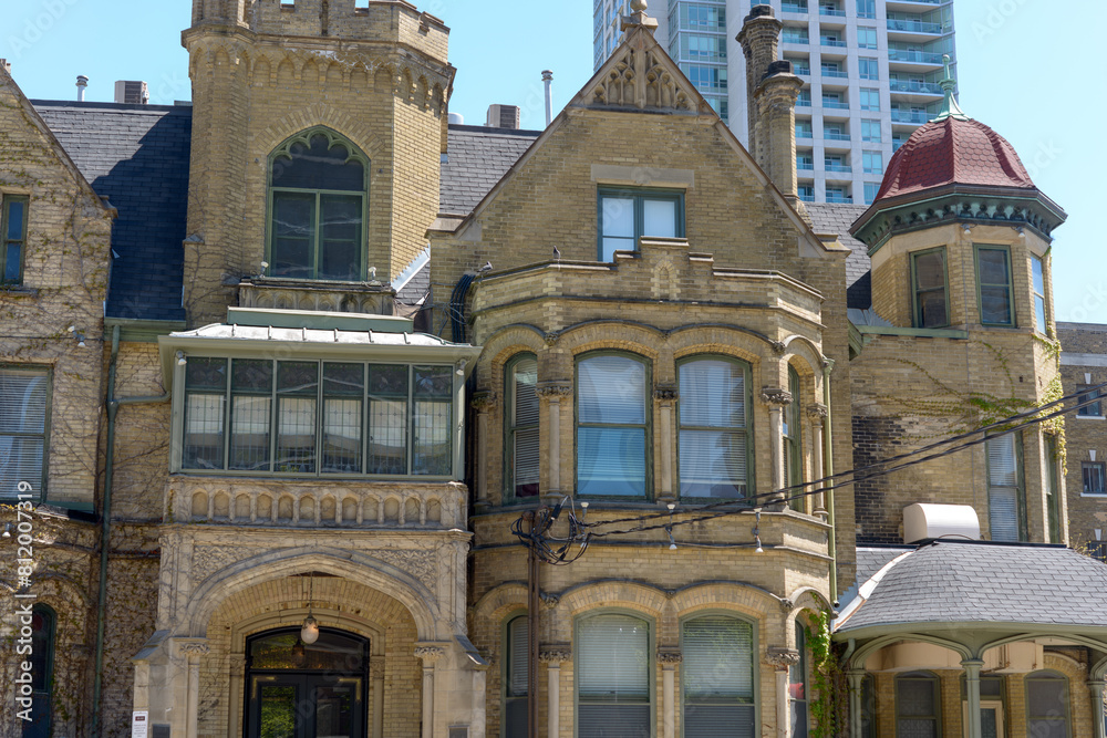detail exterior facade of Euclid Hall (built 1867, for Arthur McMaster ...