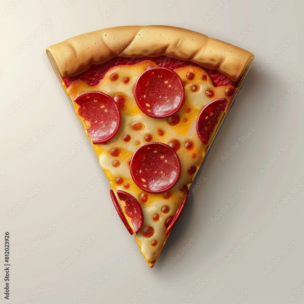 Triangle slice of pepperoni and sausage pizza with tomato sauce and ...