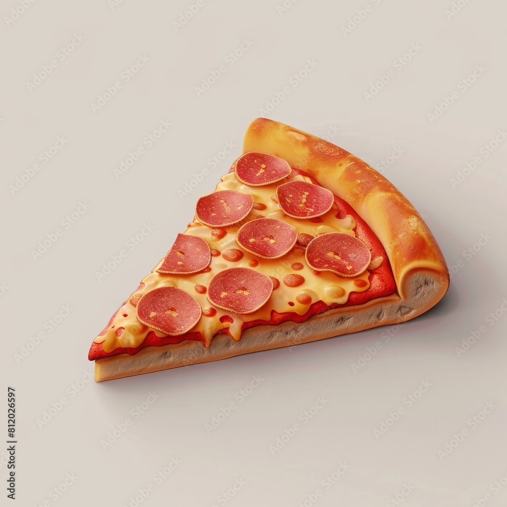 3d visualization of a triangular pizza slice with tomato sauce and ...