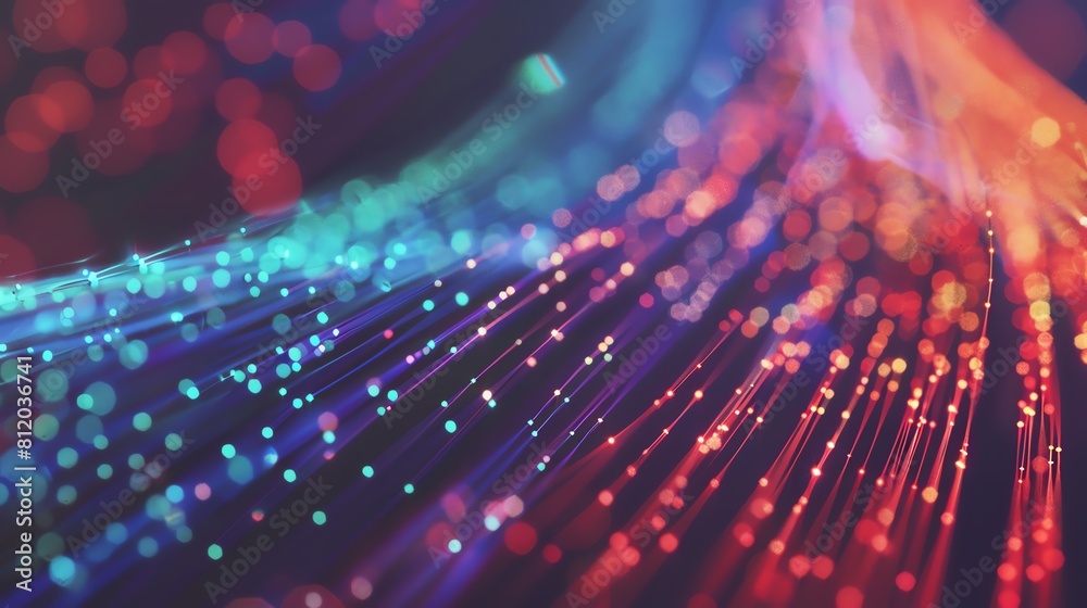 Visual digital data flow through fiber optic cables, abstract ...
