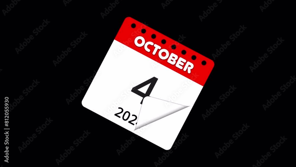 Monthly calendar, tear-off calendar animation with zoom and rotation ...